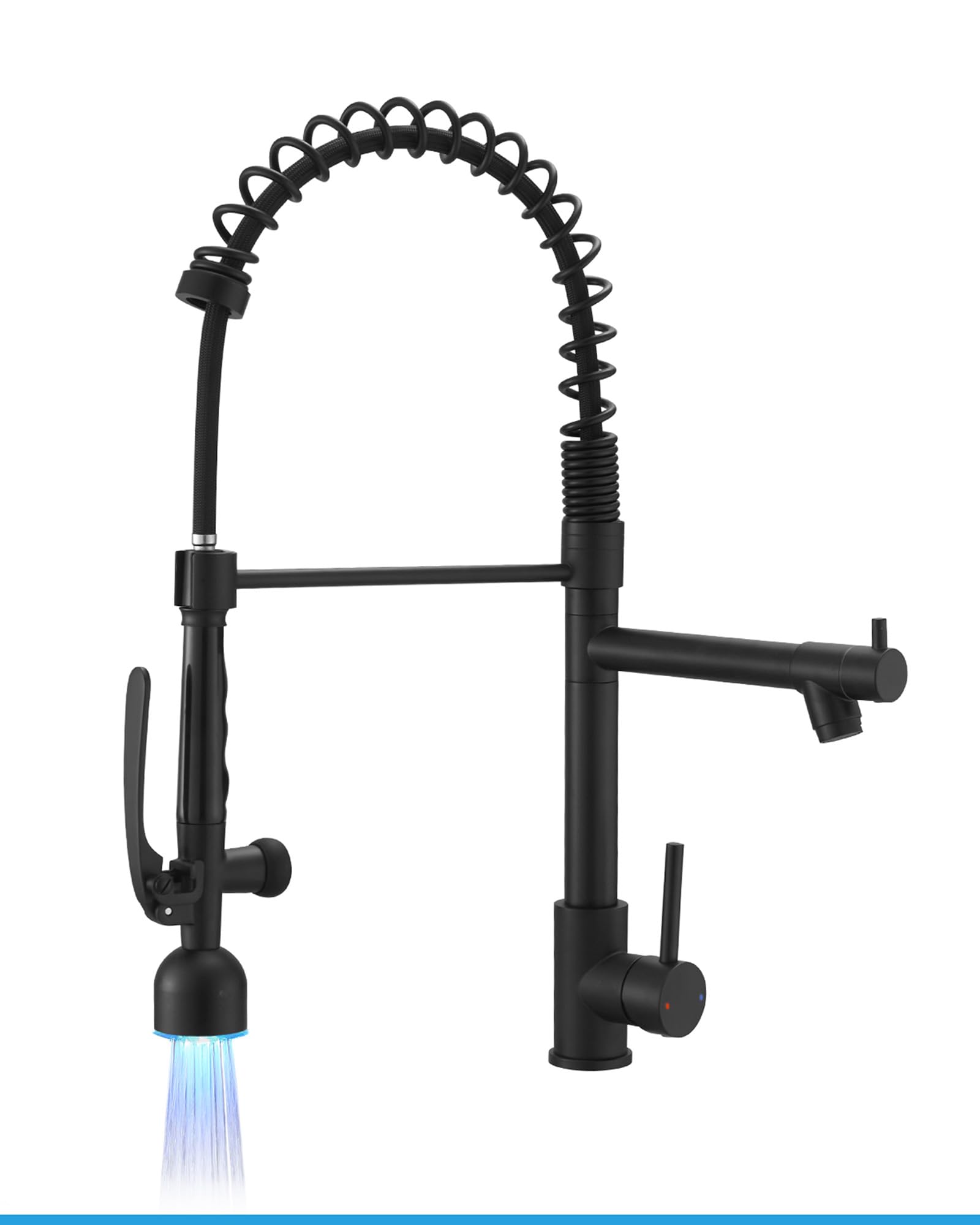 Fapully Black Kitchen Faucet with Pull Down Sprayer,Commercial LED Kit ...